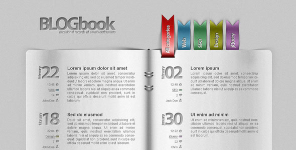 Blog as a book! Themeforest PSD Template - Graphic :: Themeforest